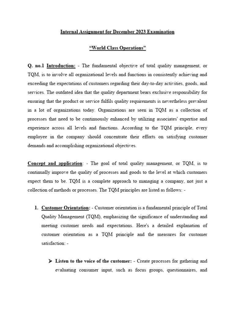 World Class Operations | PDF | Quality Management | Quality (Business)