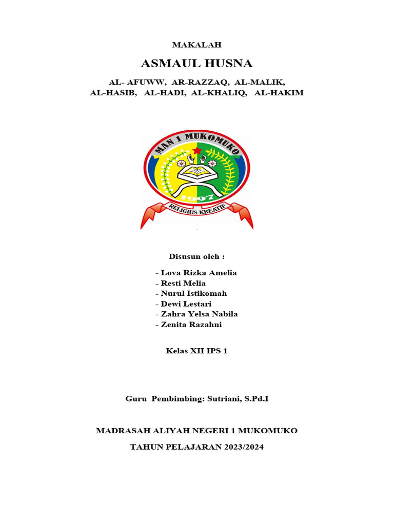 Makalah MAN - Asmaul Husna Al Afuww | PDF Makalah MAN - Asmaul Husna Al Afuww | PDF