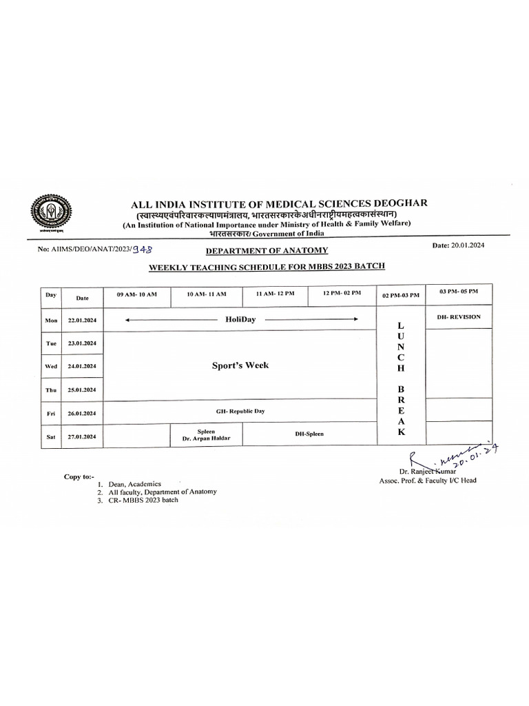 Weekly Teaching Schedule Pdf