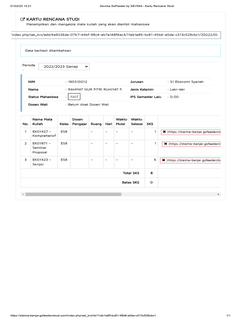 Sevima GoFeeder by SEVIMA - Kartu Rencana Studi | PDF
