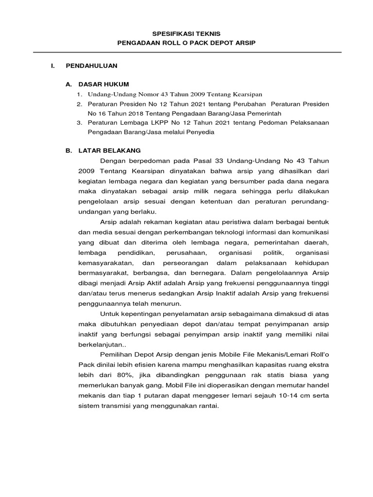 Spesifikasi Teknis Roll O Pack Ulang | PDF