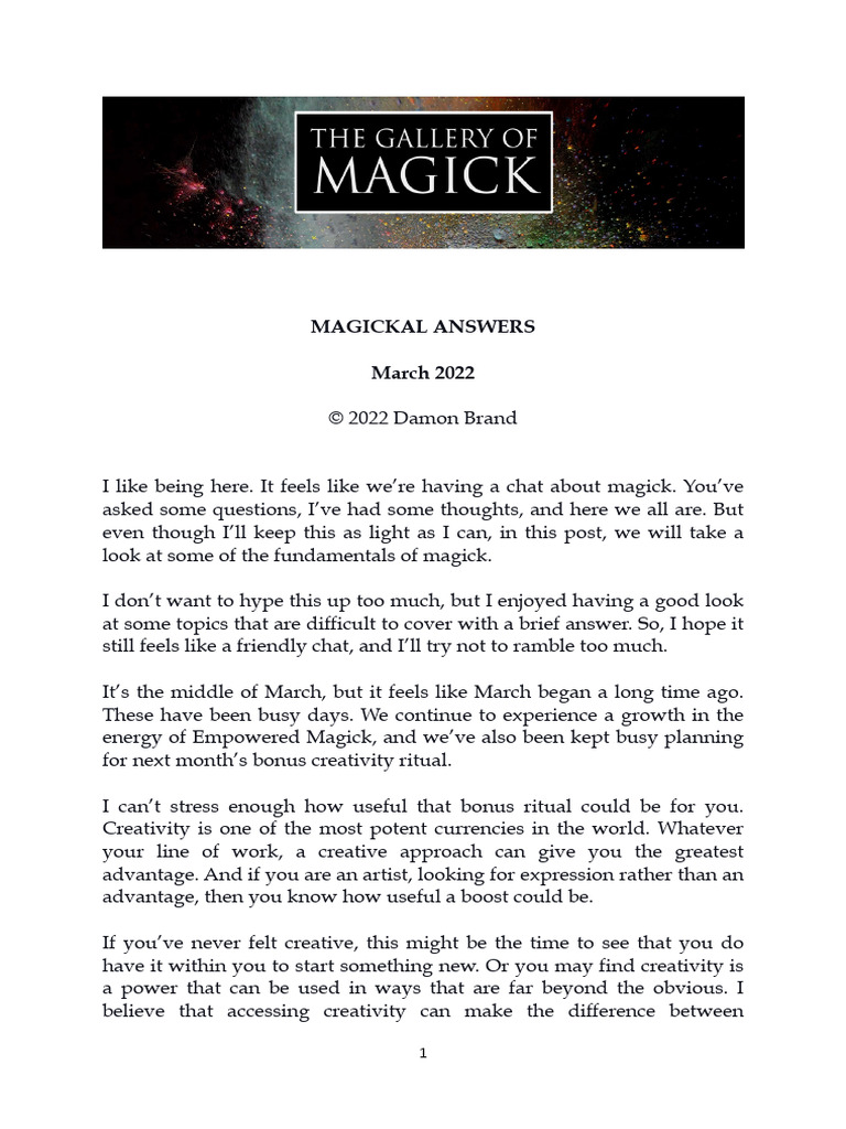 Magick Fundamentals and Creativity Insights | PDF
