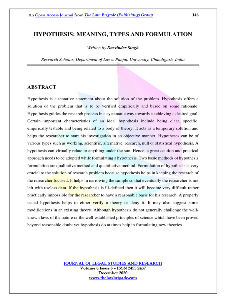 HYPOTHESIS | PDF