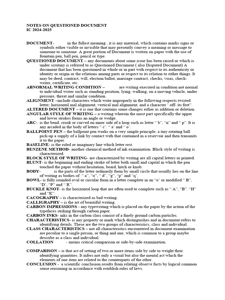 Questioned Documents Notes | PDF