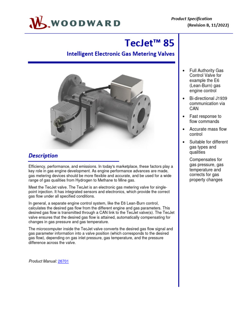 Tecjet™ 85: Intelligent Electronic Gas Metering Valves | PDF