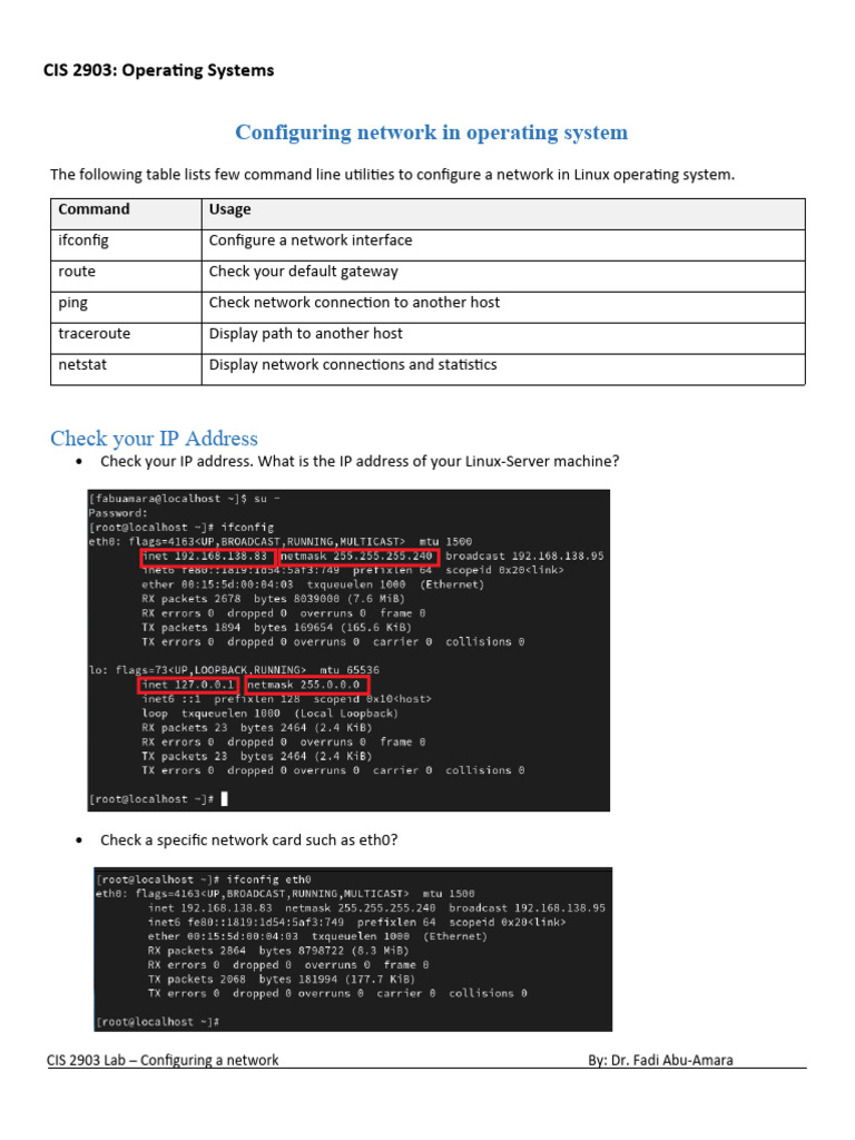 Lab06-CLO5-Configuring Network in An Operating System | PDF
