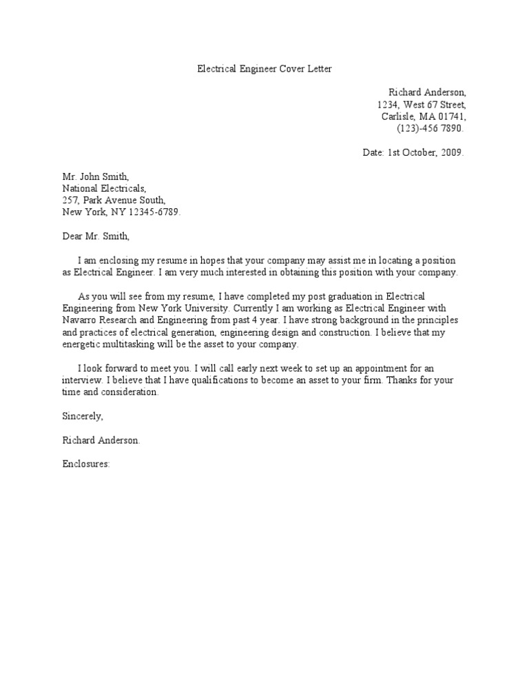 Electrical Engineer Cover Letter | PDF