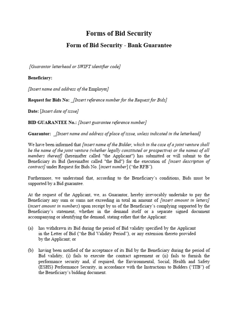 Forms of Bid Security | PDF