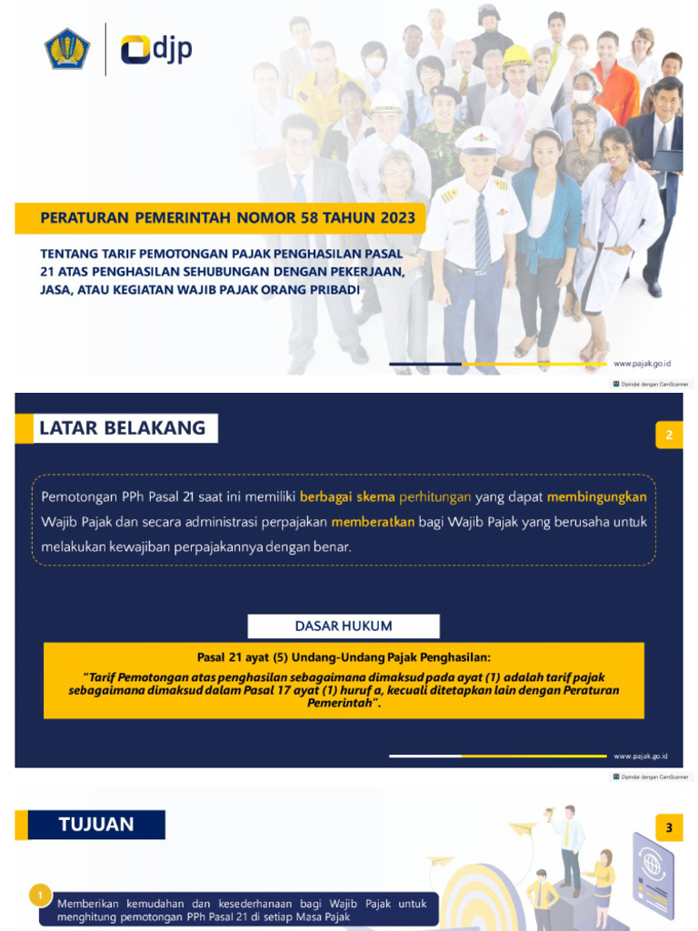 PP 58 Tahun 2023 Penghitungan PPH 21 Tahun 2024 | PDF