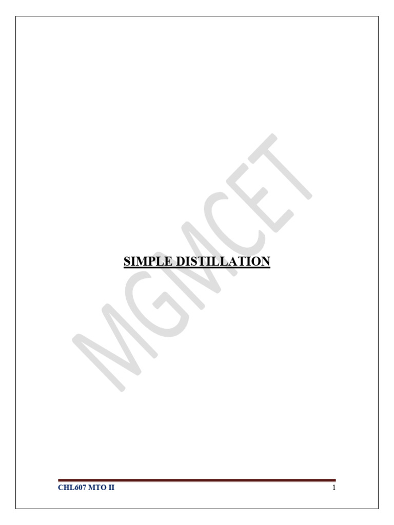 Simple Distillation-1 | PDF | Distillation | Physical Chemistry