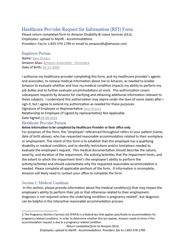 Healthcare Provider Request For Information (RFI) | PDF | Employment ...