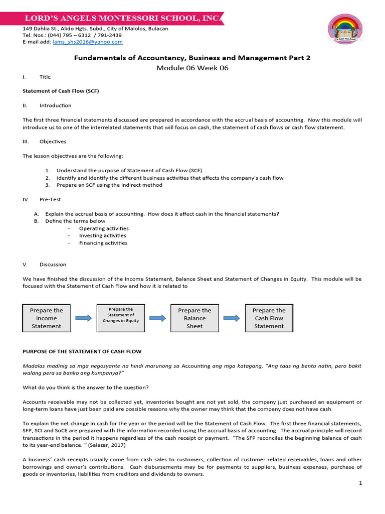 SPECIALIZED FABM2 Module 06 Week 06 - Statement of Cash Flow | PDF | Debits And Credits | Cash ...