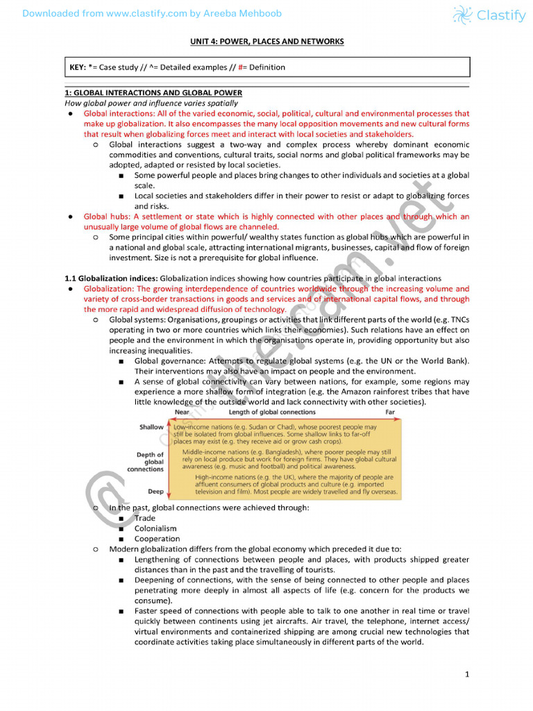 IB 45 + High 7 HL Geography Notes - Unit 4 | PDF