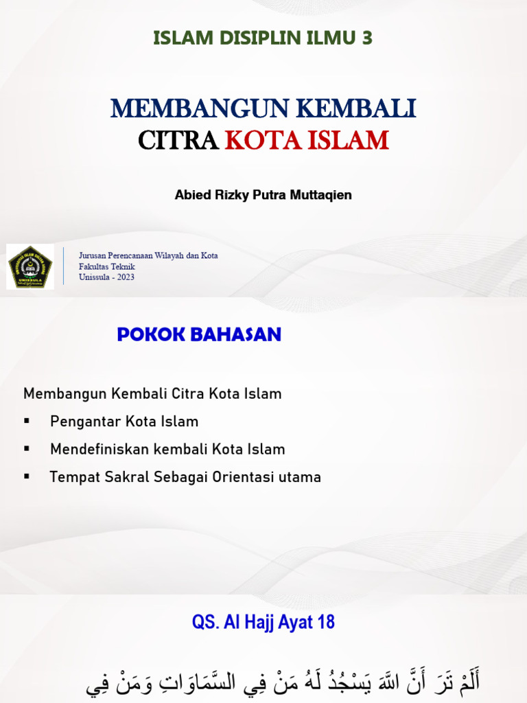 IDI 3 Sesi 7 - Membangun Kembali Citra Kota Islam | PDF