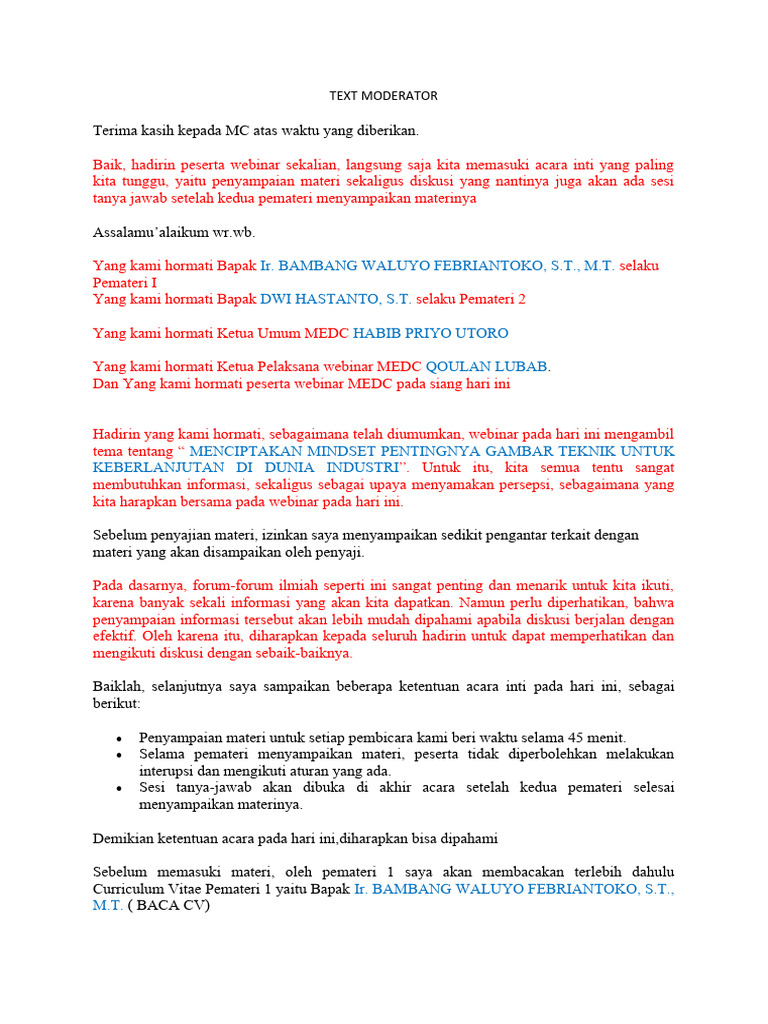 Contoh TEX MODERATOR | PDF