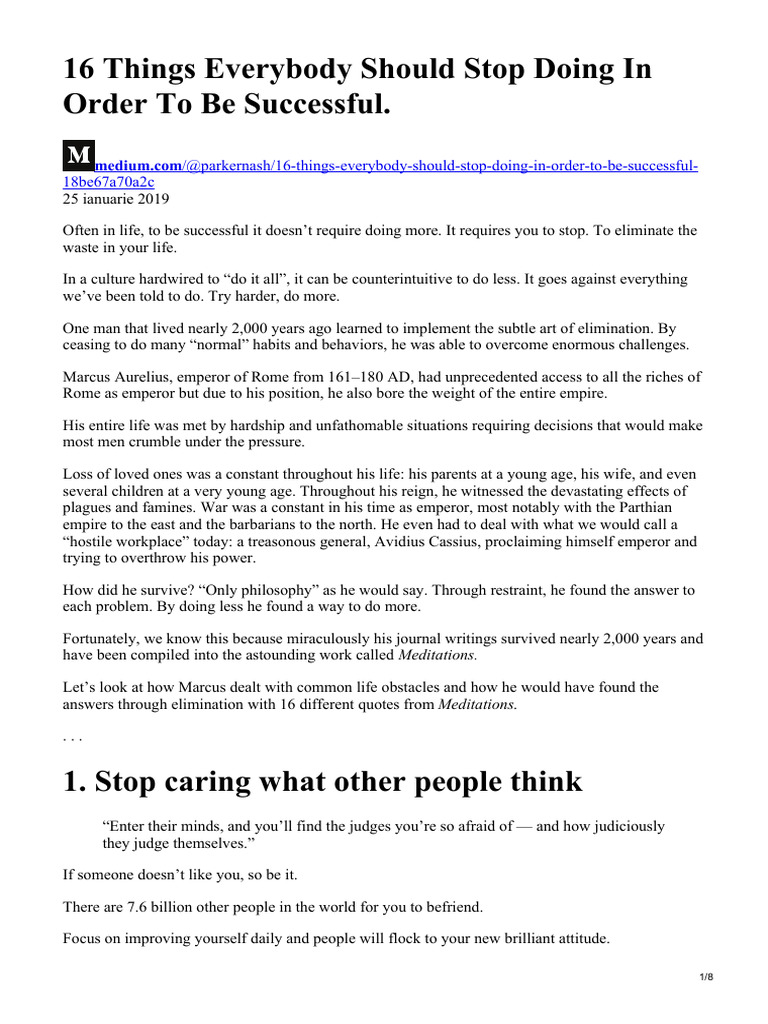 16 Things Everybody Should Stop Doing in Order To Be Successful | PDF