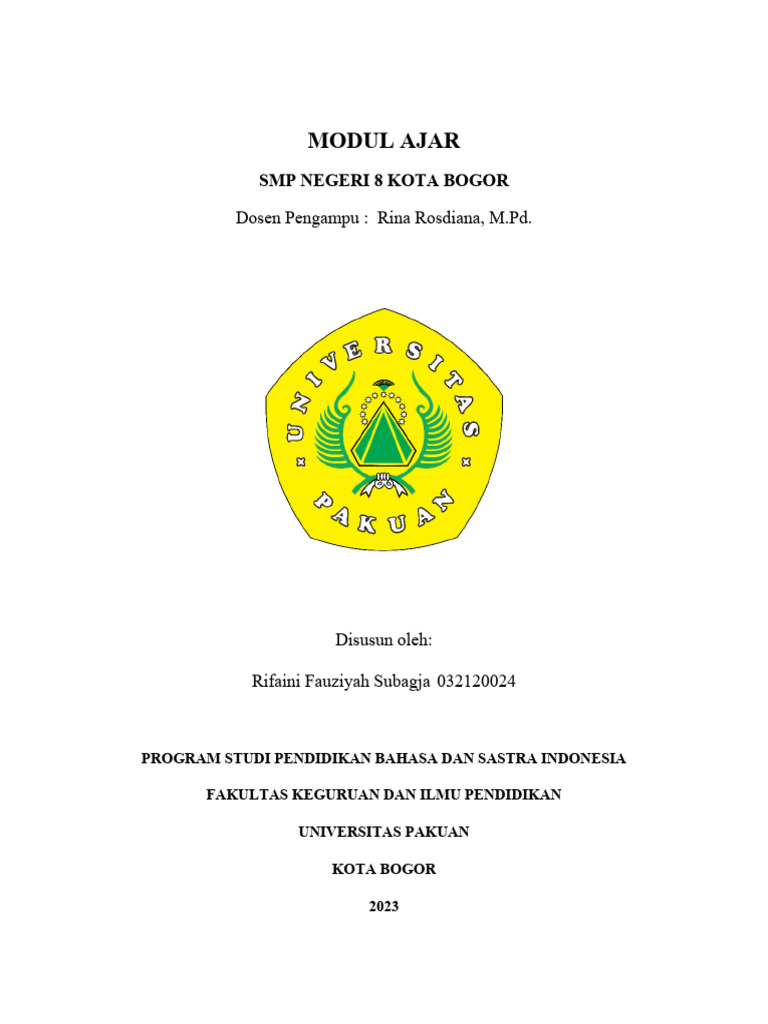 MODUL AJAR - Rifaini Fauziyah Subagja - PBSI 6 B | PDF