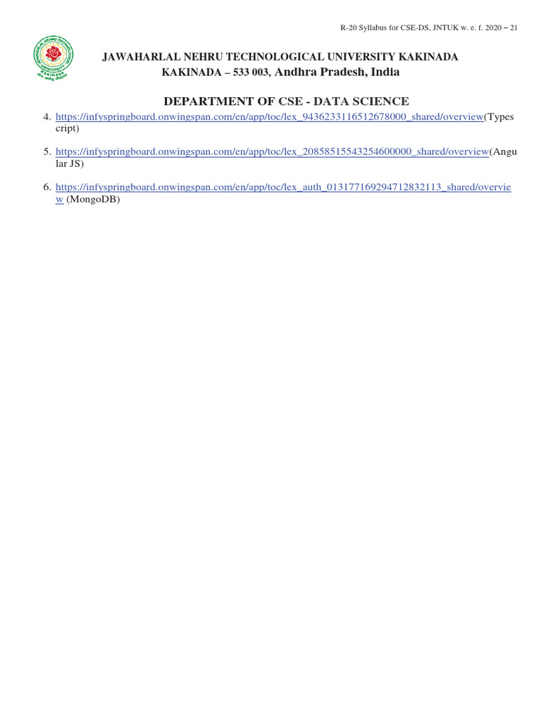CSE DS 3 2 SEM CS Syllabus - UG - R20 21 | PDF