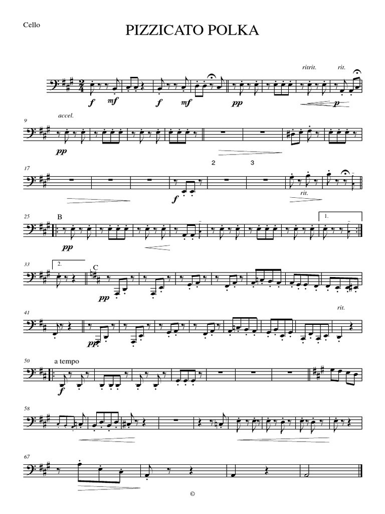 Pizzicato Polka - Cello | PDF