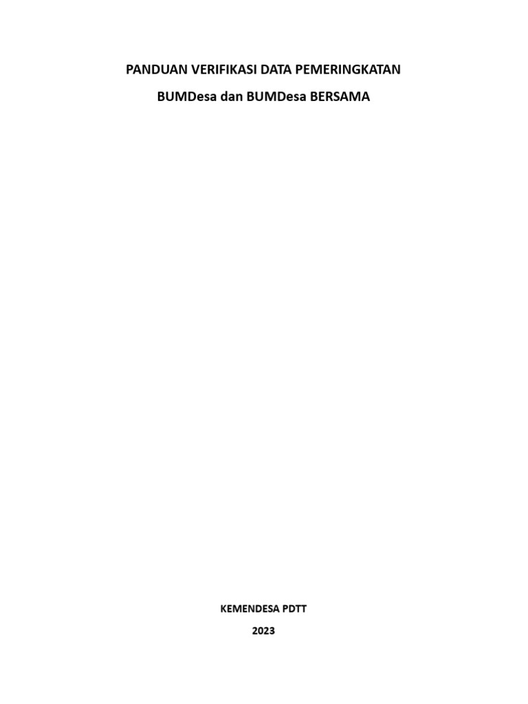 Panduan Verifikasi Pemeringkatan BUMDesa | PDF