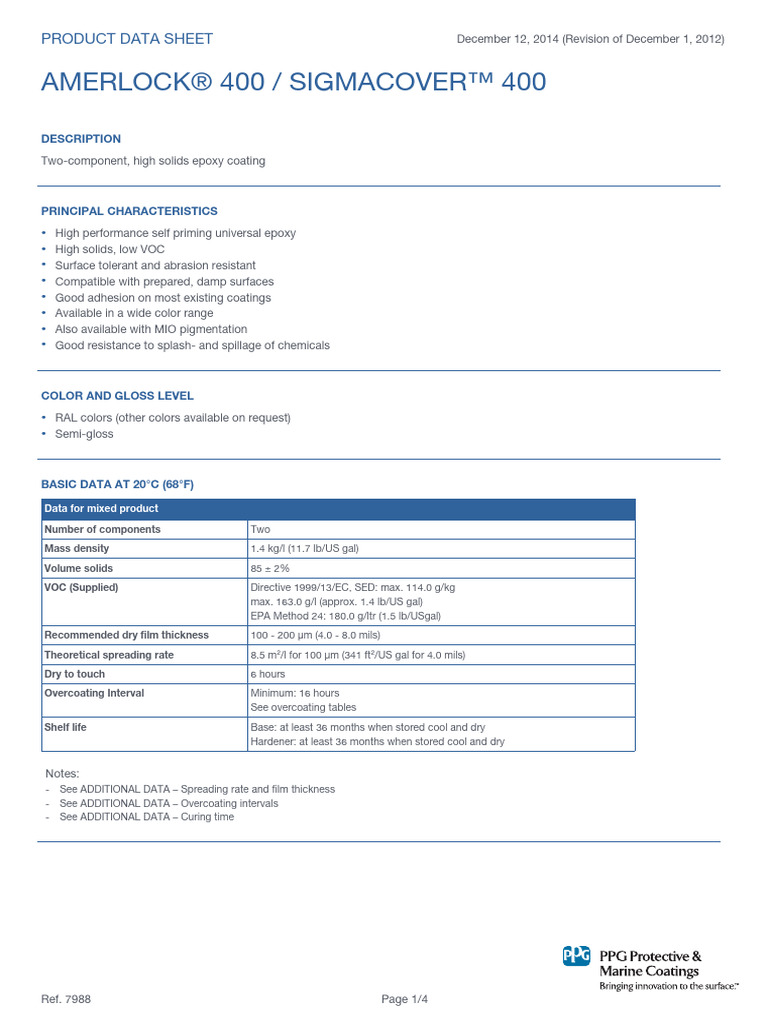 SigmaCover 400 Product Data Sheet | PDF | Paint | Legal Liability