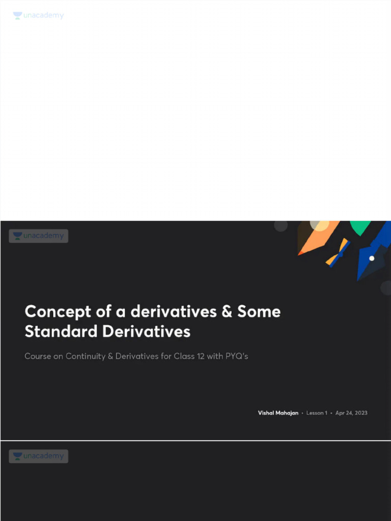 Concept of A Derivatives Some Standard Derivatives With Anno | PDF