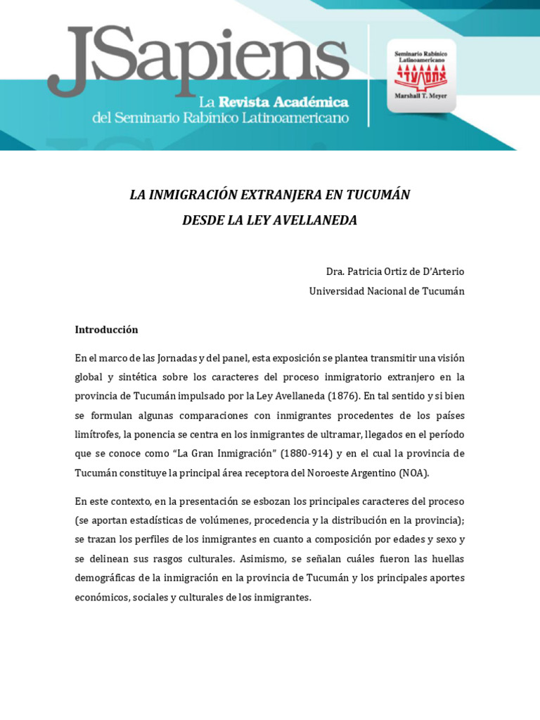 Inmigración Extranjera en Tucumán | PDF | Inmigración | Agricultura