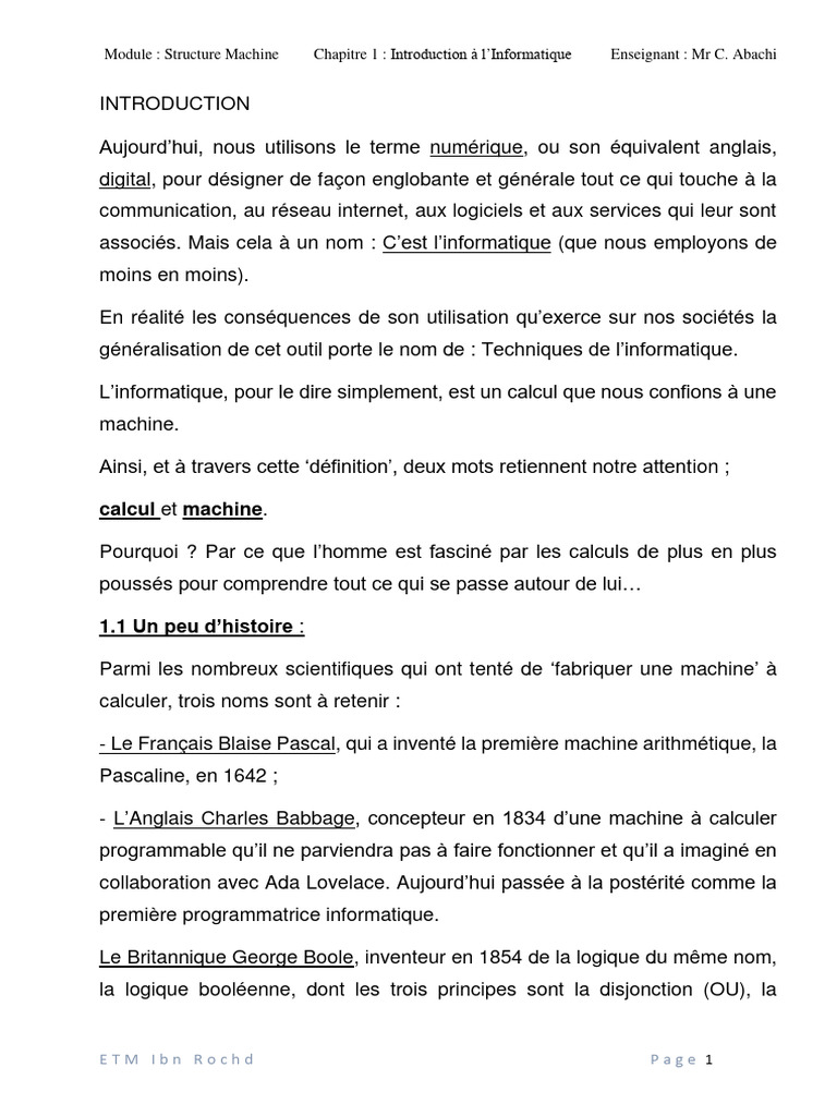 Chapitre 1 - Introduction & Généralités | PDF