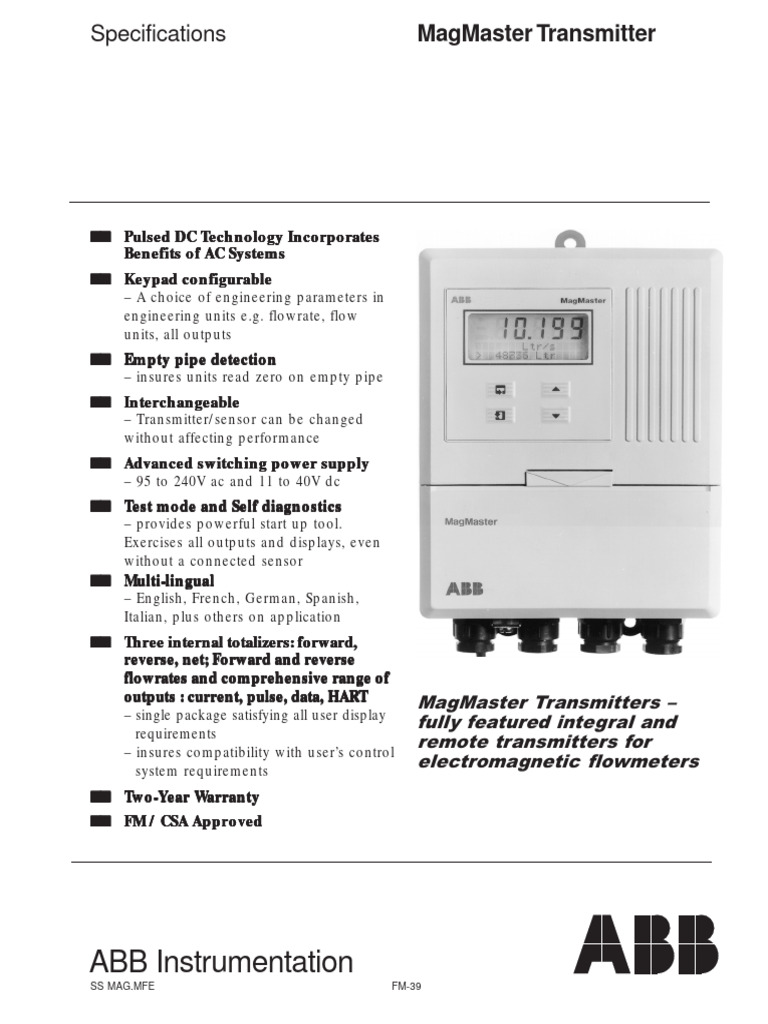 MAGMASTER | PDF | Flow Measurement | Calibration