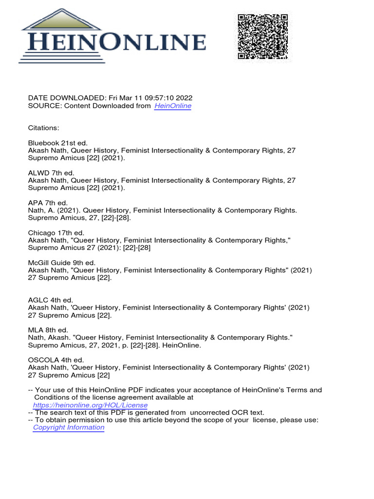 Queer History - Feminist Intersectionality and Contemporary Rights ...