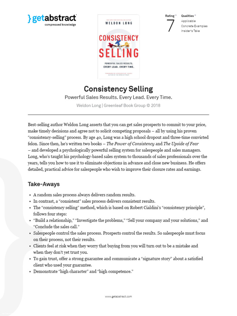 Consistency Selling | Download Free PDF | Sales | Risk