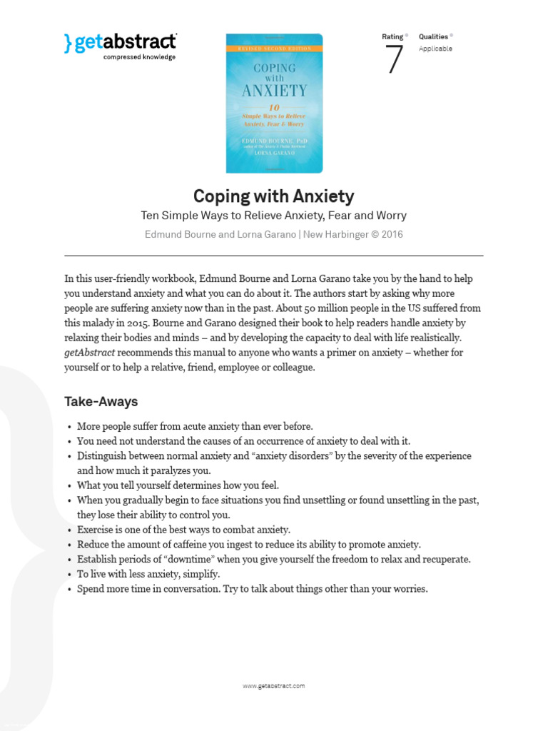 Coping With Anxiety | PDF | Anxiety Disorder | Anxiety