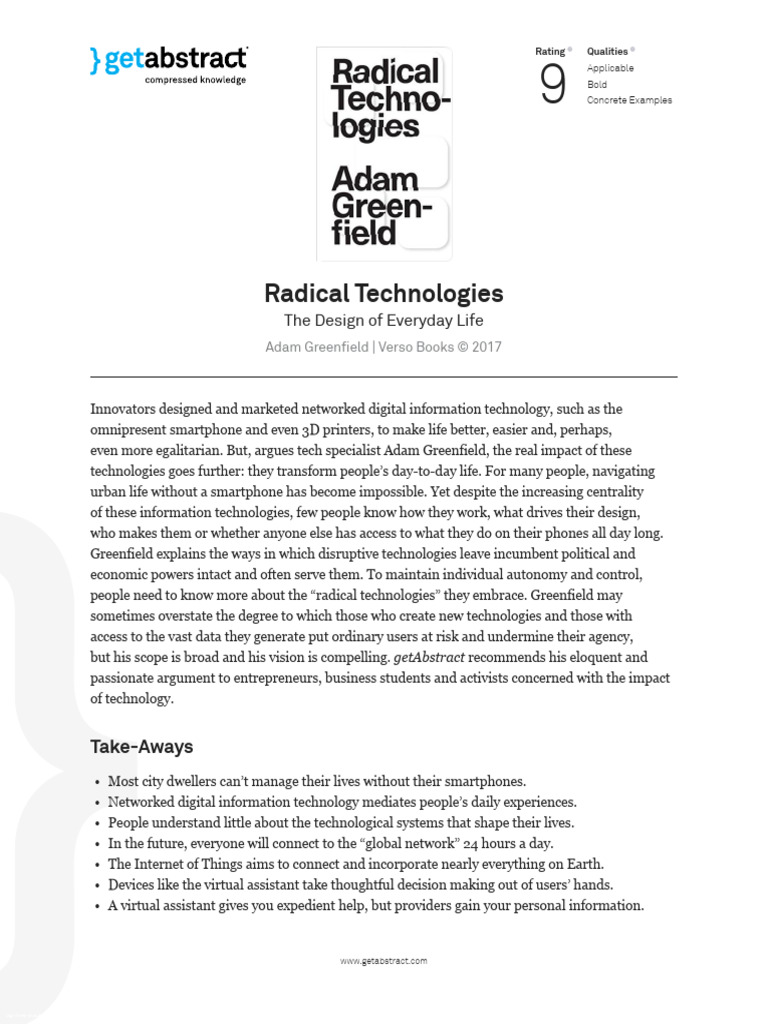 Radical Technologies | Download Free PDF | Internet Of Things | Wearable Technology