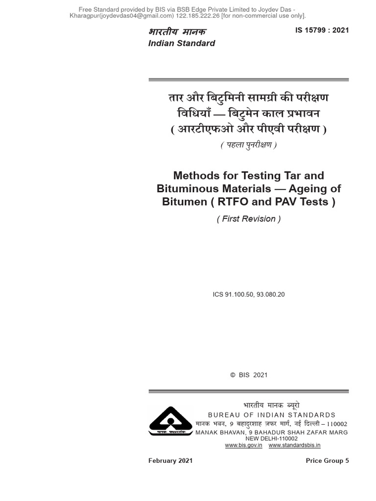 2021 Methods For Testing Tar and Bituminous Materials - Ageing of ...