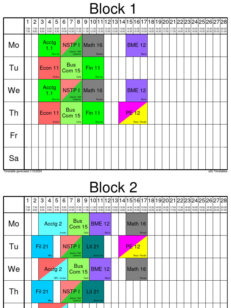2024 01 09 2nd-Semester-2023-2024 Per-Block | PDF