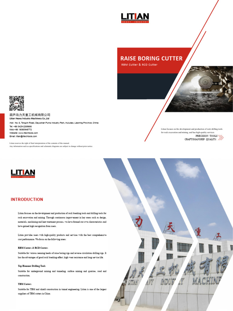 Litian Raise Boring Cutter Brochure | PDF | Drilling Rig | Bearing ...