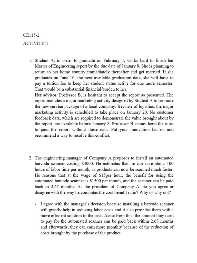 Ce115 2 Activity 1 11 14 22 | PDF | Marketing | Barcode