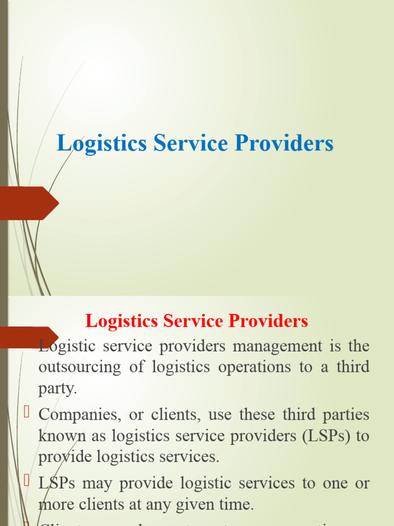4 Logistic Service Providers-1 | PDF | Logistics | Cargo