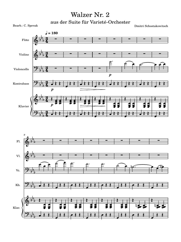 Shostakovich Waltz No. 2 Second Waltz Suite For Variety Orchestra | PDF