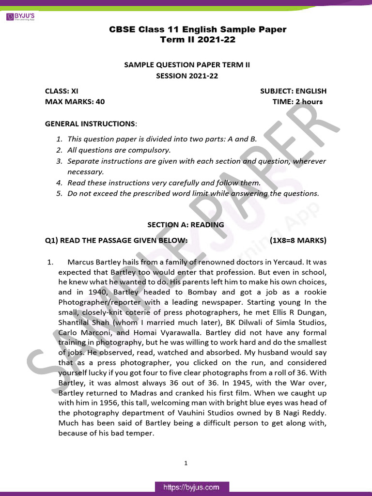 CBSE Class 11 English Sample Paper Set 6 | PDF | Organ Donation | Organ ...