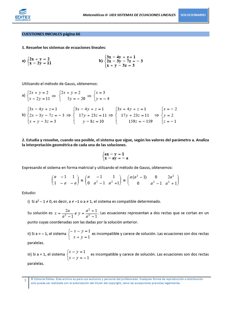 Tema 3. Sistemas de Ecuaciones Lineales | PDF | Matriz (Matemáticas ...