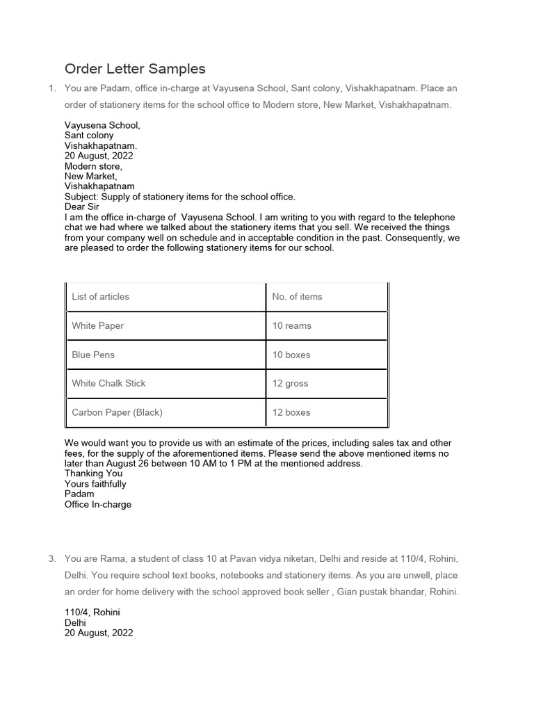 Order Letter Samples | PDF | Economies