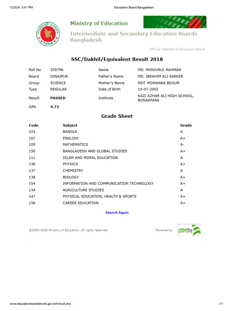 SSC Result | PDF | Bangladesh
