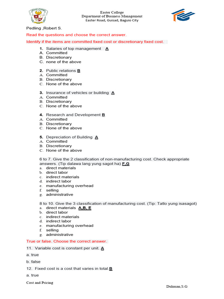 BSBA 3 Final Exam Word File | PDF | Cost | Cost Of Goods Sold