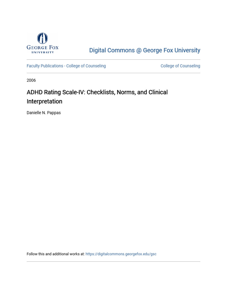 ADHD Rating Scale-IV Overview | PDF | Attention Deficit Hyperactivity ...