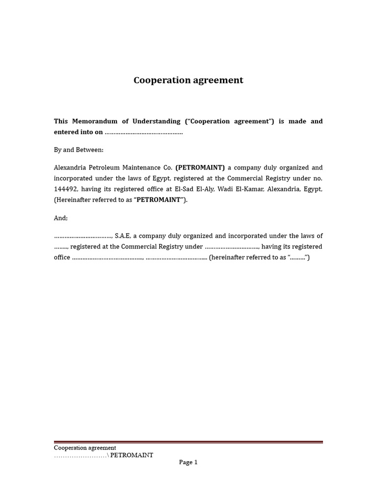 Cooperation Agreement Draft | PDF