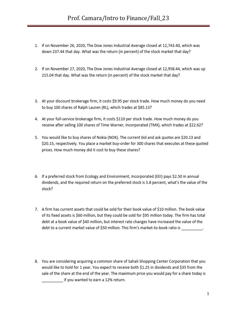 Finance Calculations and Stock Analysis | PDF | Stocks | Dividend