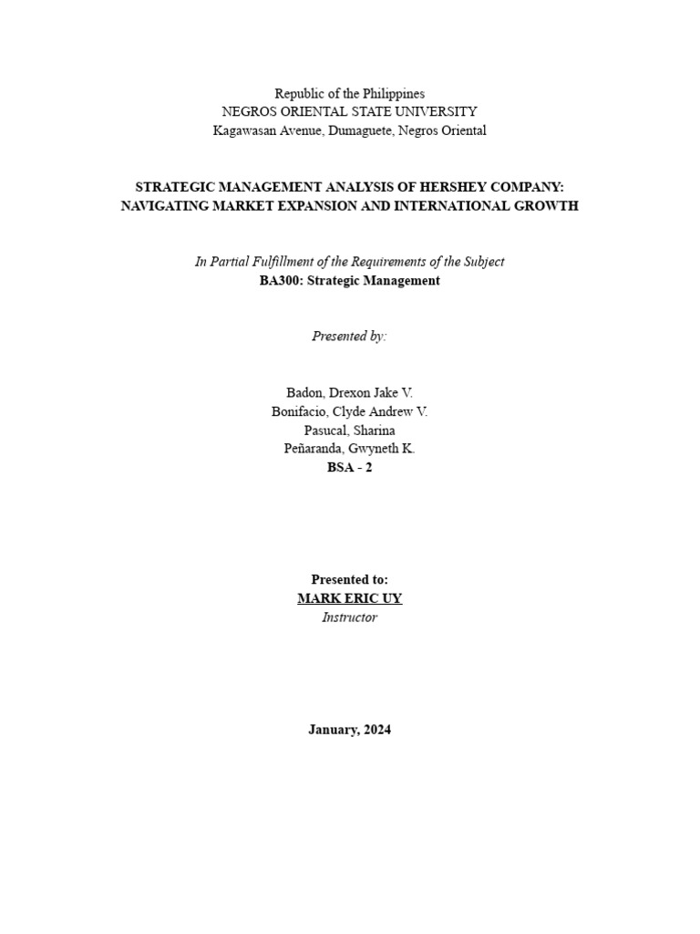 Hershey Case Study | Download Free PDF | Brand | Strategic Management