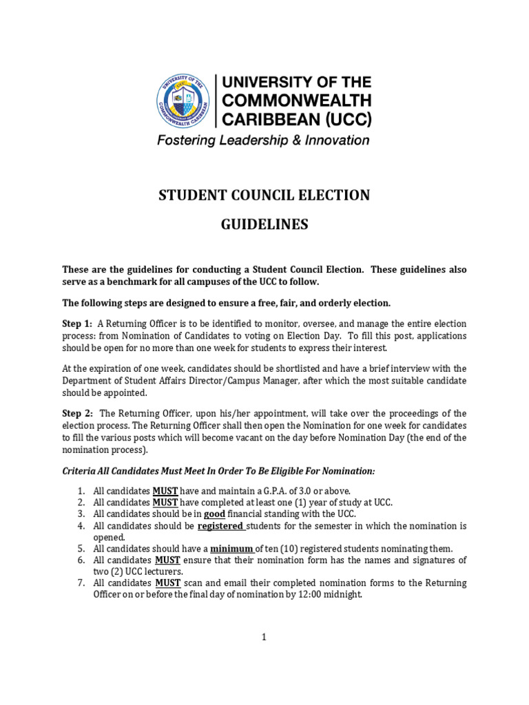 Student Council Election Guidelines | PDF | Elections | Voting