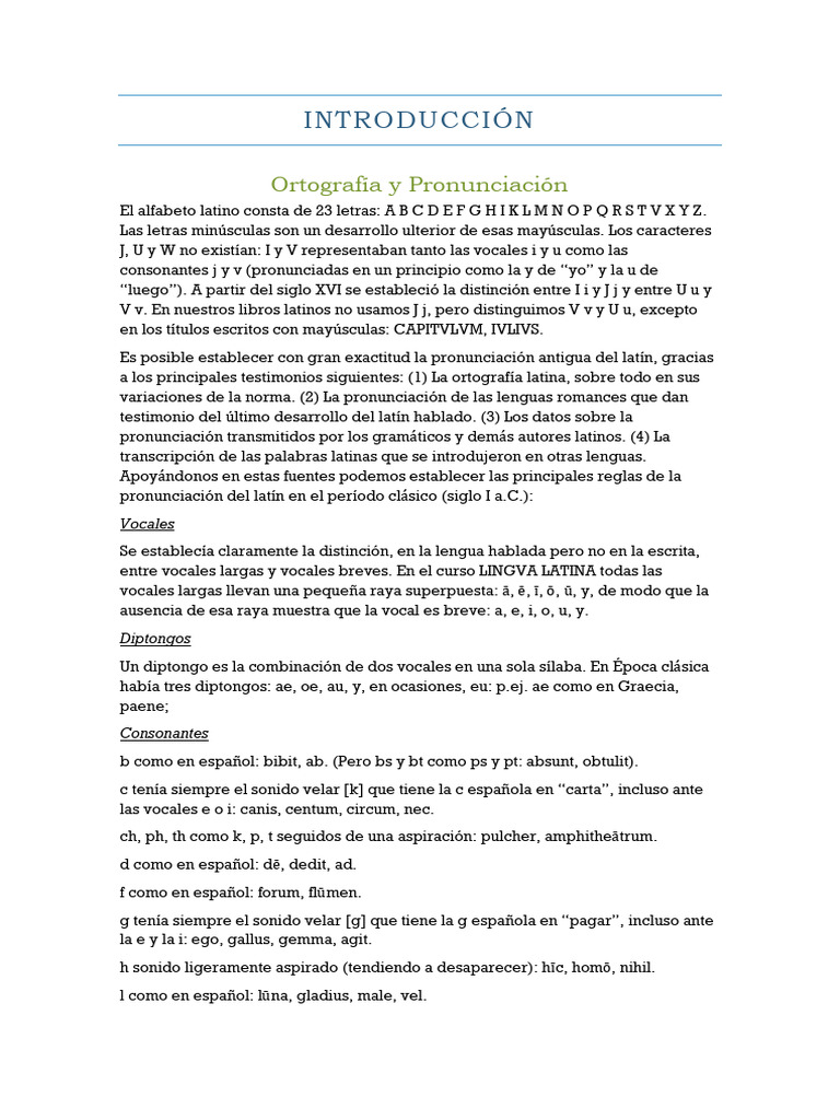 Pronunciación y Gramática del Latín | PDF | latín | Lingüística